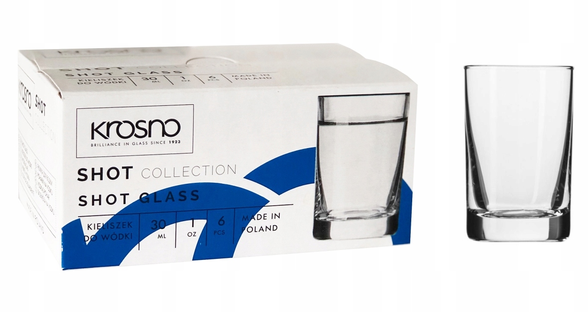 ZESTAW 6 KIELISZKÓW DO WÓDKI SHOT TEQUILI 30ml PROSTY BASIC GLASS KROSNO (5900345788807) • Cena ...
