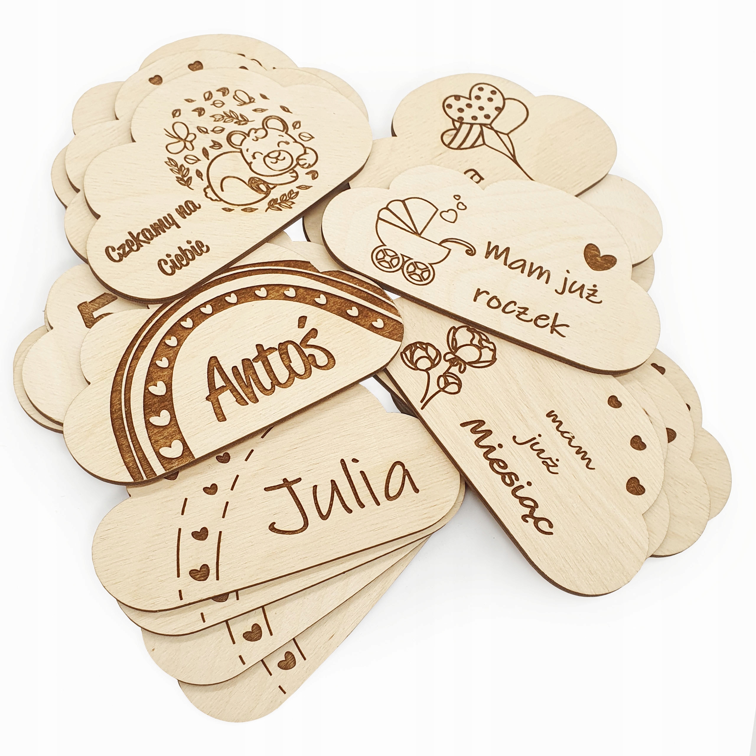 Dřevěné tabulky obrázkové KARTY PRVNÍ ROK ŽIVOTA SADA 15 KS za 335 Kč ...