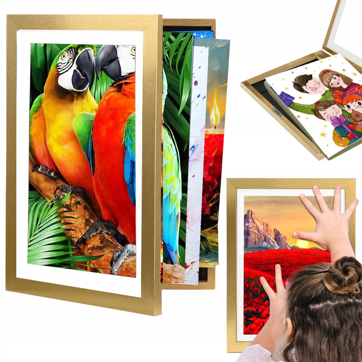 RAMKA ARTYSTYCZNA OTWIERANA NA RYSUNKI OBRAZKI ZDJĘCIA A4 Z POJEMNIKIEM ...