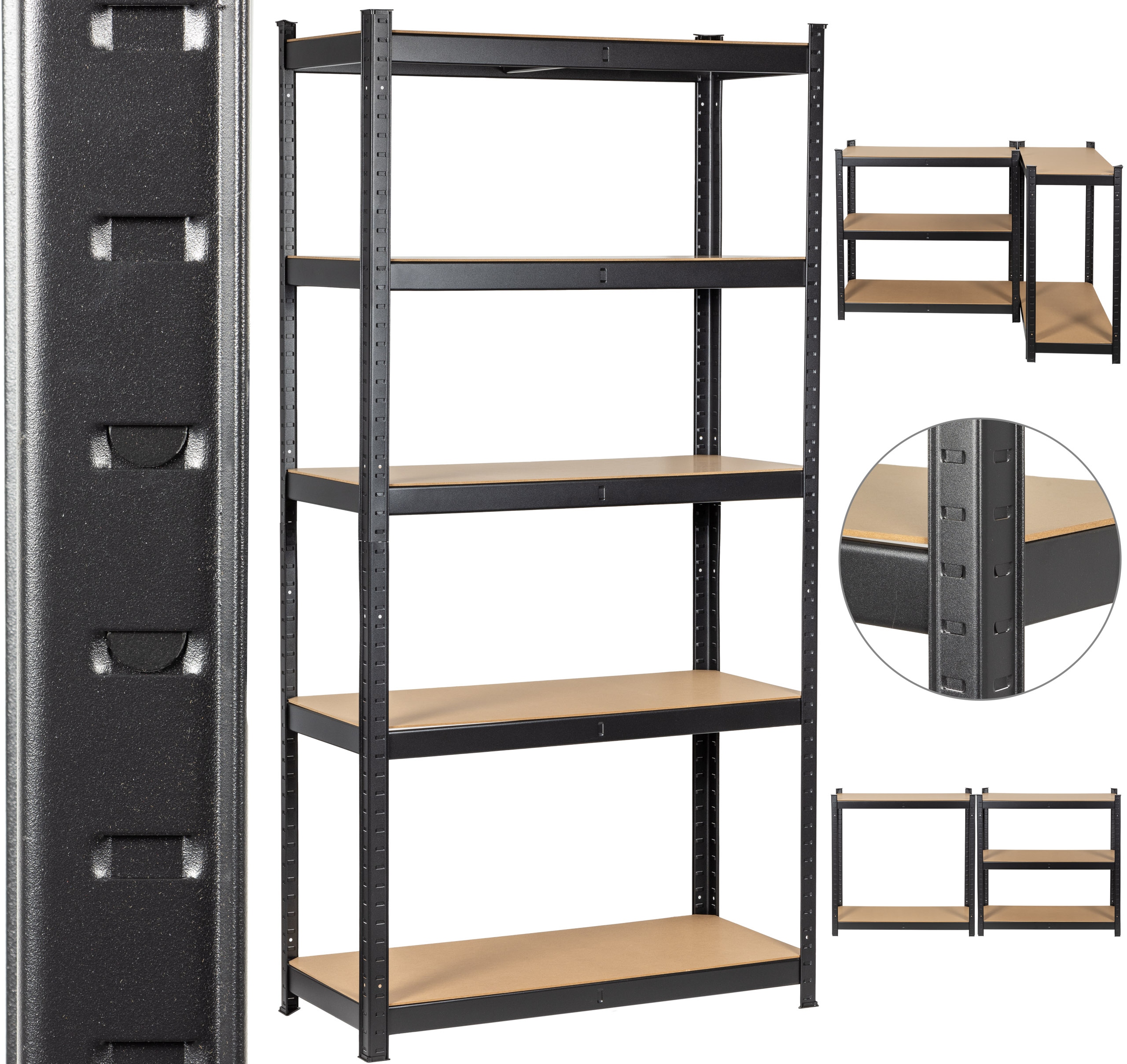 Regał magazynowy metalowy CZARNY 5x175 kg 3w1 180x90x40 DOOC ... Regał magazynowy metalowy CZARNY 5x175 kg 3w1 180x90x40 DOOC ...