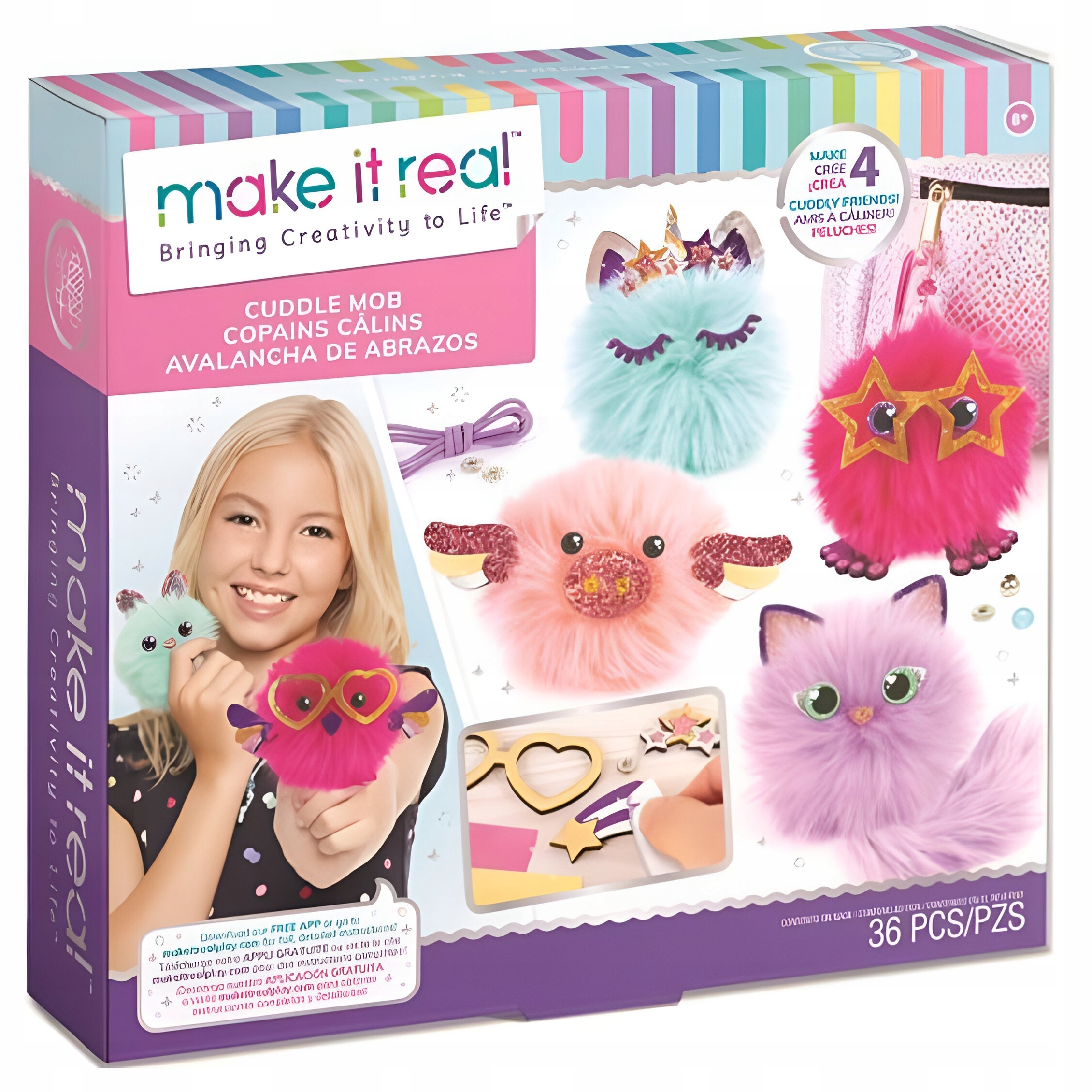 Make It Real Zestaw do Tworzenia Breloczków Pomponów Puchate Stworki (695929014094) • Cena ...