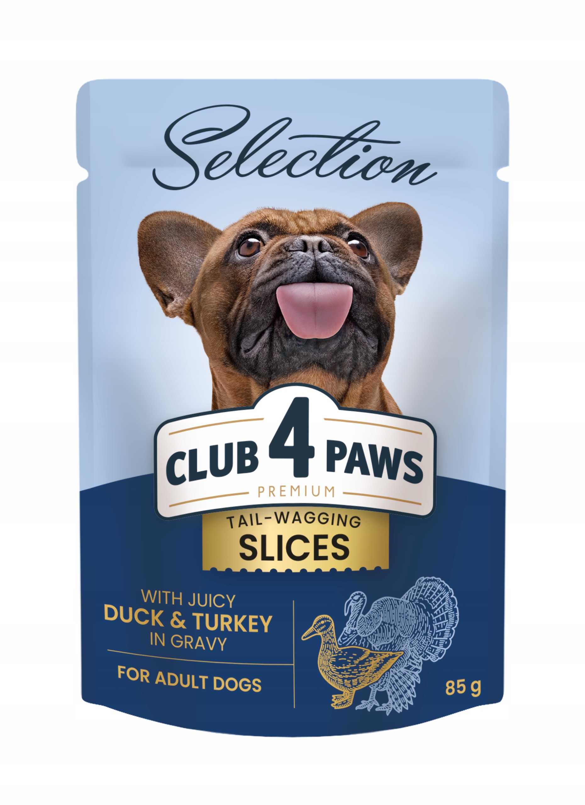 CLUB 4 PAWS PREMIUM Selection Soczysta kaczka z indykiem w sosie 85g - KORMOTECH | Sklep EMPIK.COM