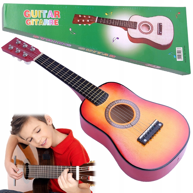 GITARA DREWNIANA AKUSTYCZNA 6 STRUNOWA DLA DZIECI 13445254770 - Allegro.pl