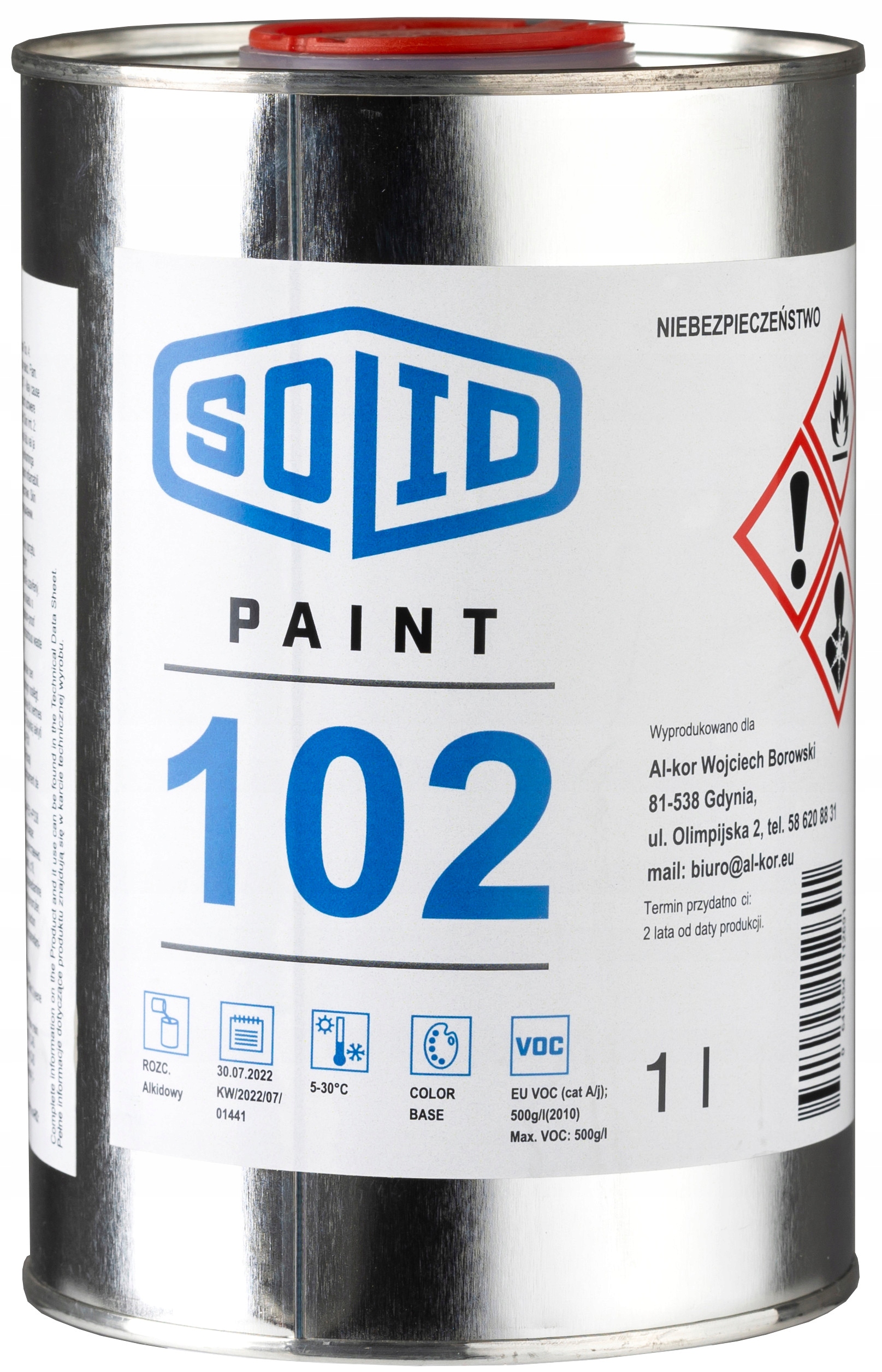 Farba przemysłowa anty rdza Solid Paint 102 METAL kolor RAL 1L • Cena ...