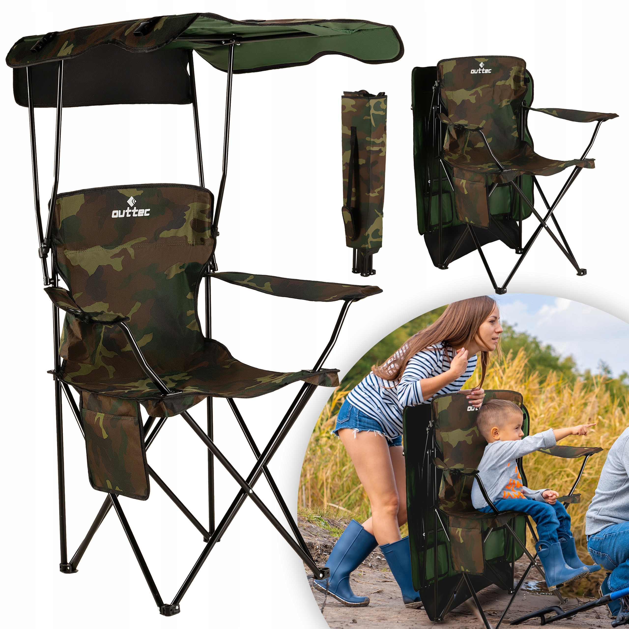 Turistická židle s opěradlem Outtec O-42462 zelená, (5905884424629 ...