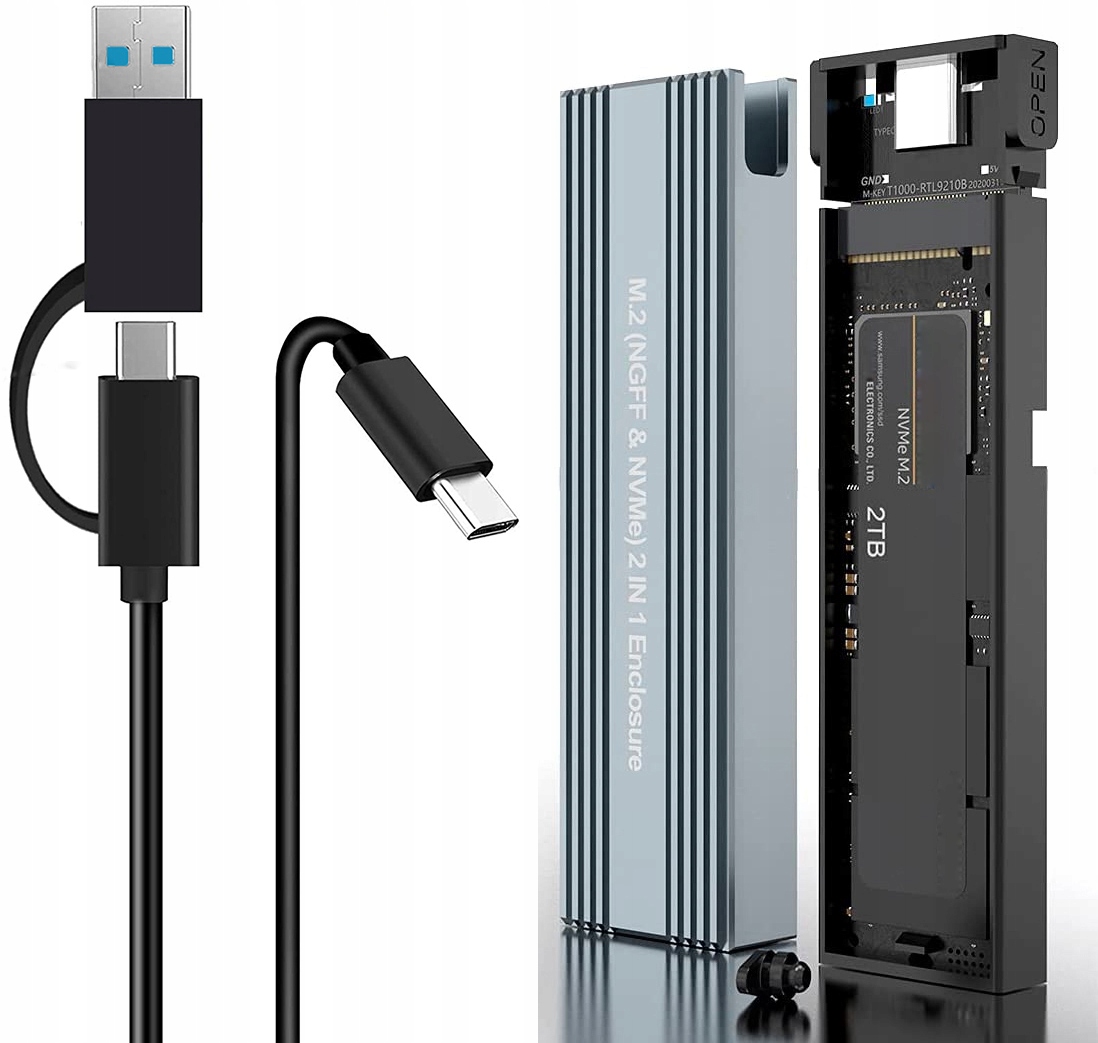 Obudowa na dysk SSD USB 3.0 M.2 Adapter dysku SSD NVME / NGFF USB 3.1 ... Obudowa na dysk SSD USB 3.0 M.2 Adapter dysku SSD NVME / NGFF USB 3.1 ...