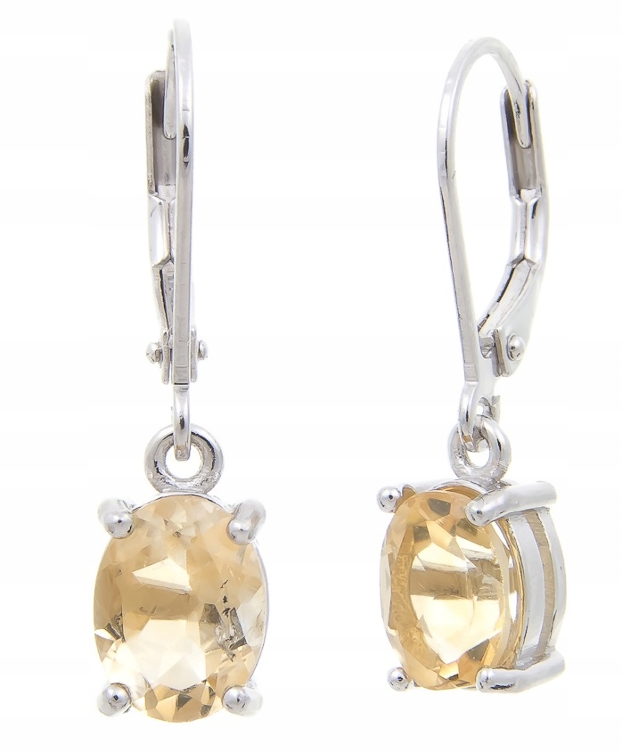 WISZĄCE SREBRNE KOLCZYKI RODOWANE CYTRYN NATURALNE PREZENT • Cena ...