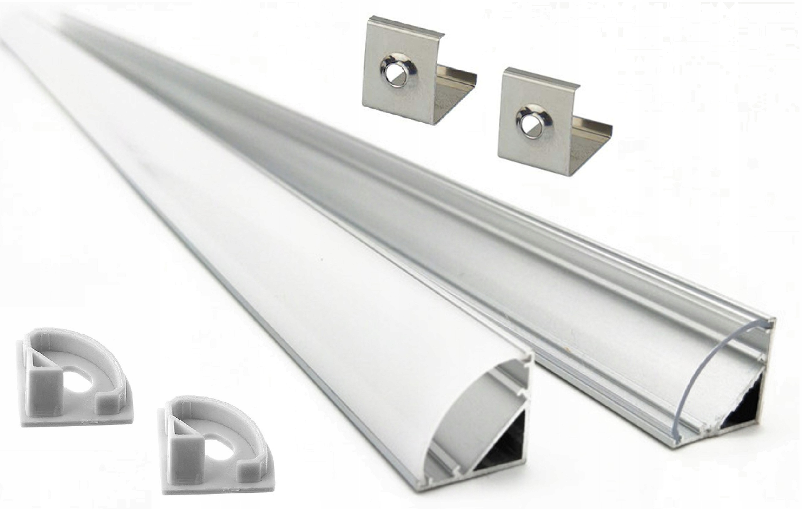Profil Led Narożny do Taśmy Led z Kloszem 1m Aluminiowy Kątowy w ...