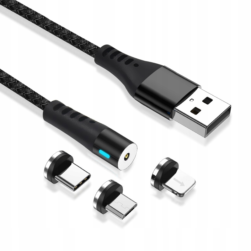 Kabel USB Magnetyczny 3w1 Lightning Typ-C microUSB - Sklep, Opinie, Cena w Allegro