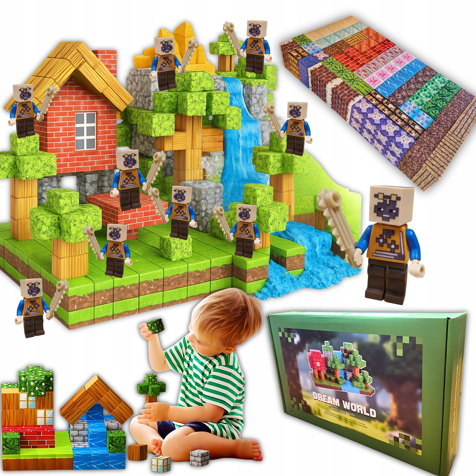 Klocki magnetyczne klocki sześciany pixele Minecraft 180 szt 10 x ...