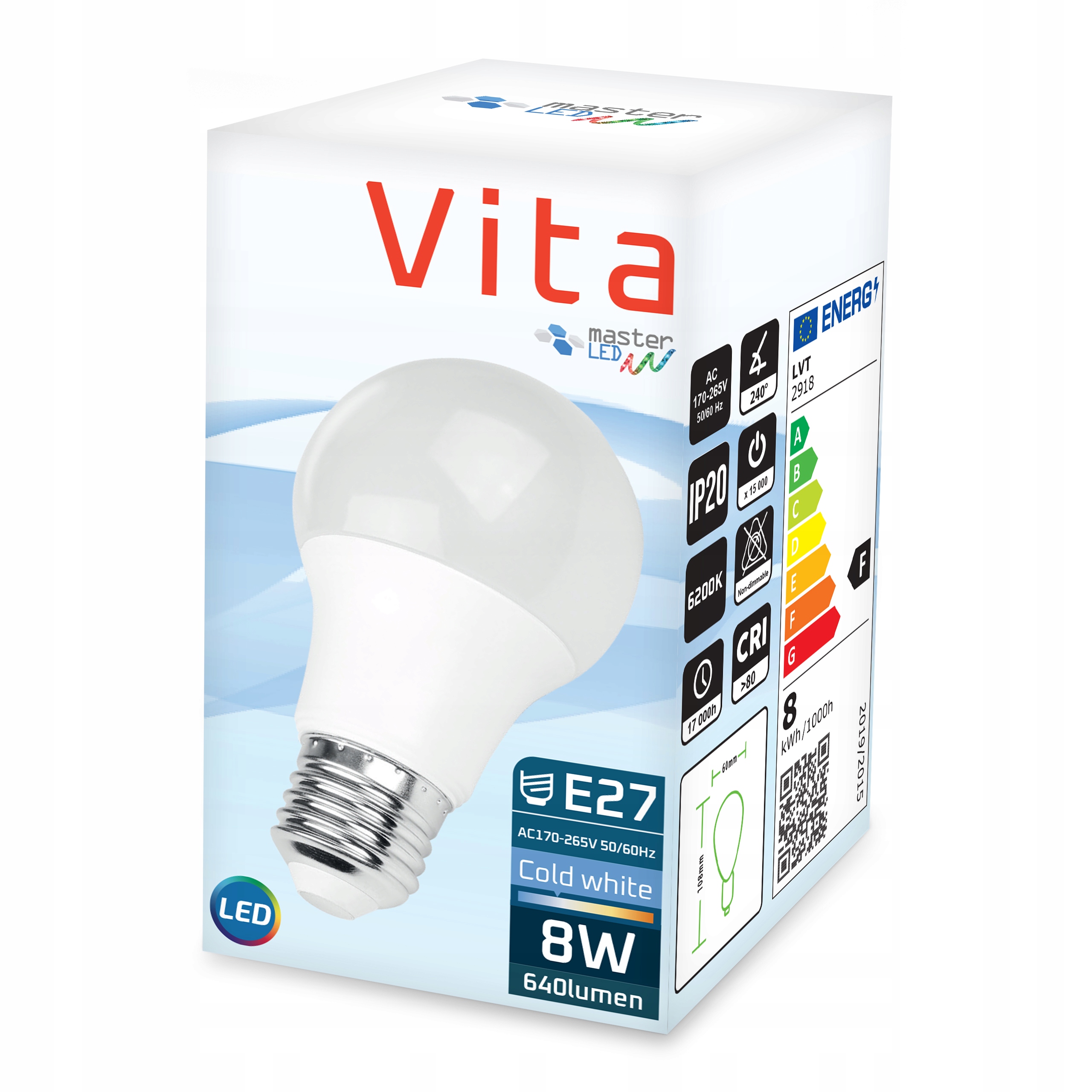 Żarówka LED E27 zimny 6200K 2835 SMD 800lm 8W kula A60 230V (2918 ... Żarówka LED E27 zimny 6200K 2835 SMD 800lm 8W kula A60 230V (2918 ...