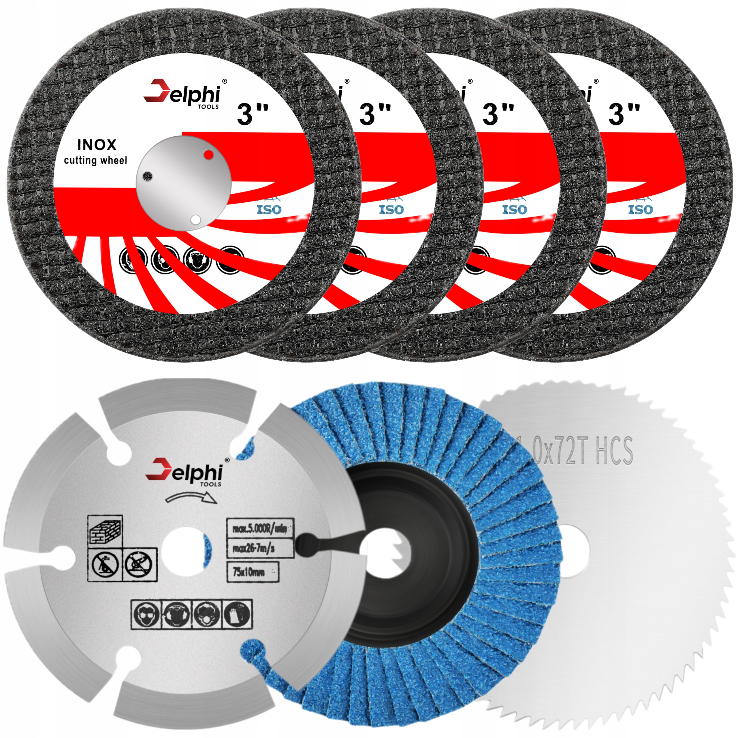 SADA KOTOUČŮ PRO BRUSKU 75 MM ŘEZÁNÍ KOVU DŘEVA BETONU LISTOVÁ 75MM za ...