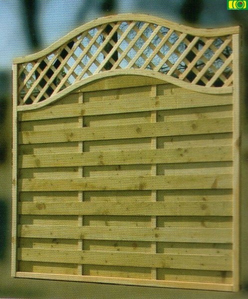 Płot drewniany lamelowy łuk + kratka 180x180 cm solidna rama ...