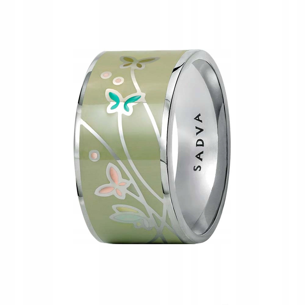 Pierścionek stal szlachetna emalia Olive 15 SADVA 12796608008 - Allegro.pl