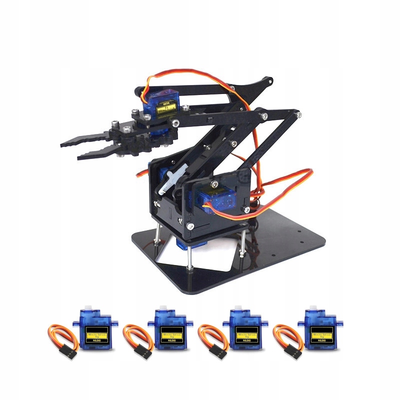 Rameno robota - 4DOF Robot Arm so 4 servami SG90 pre ESP/STM32/Arduino IDE - Allegro
