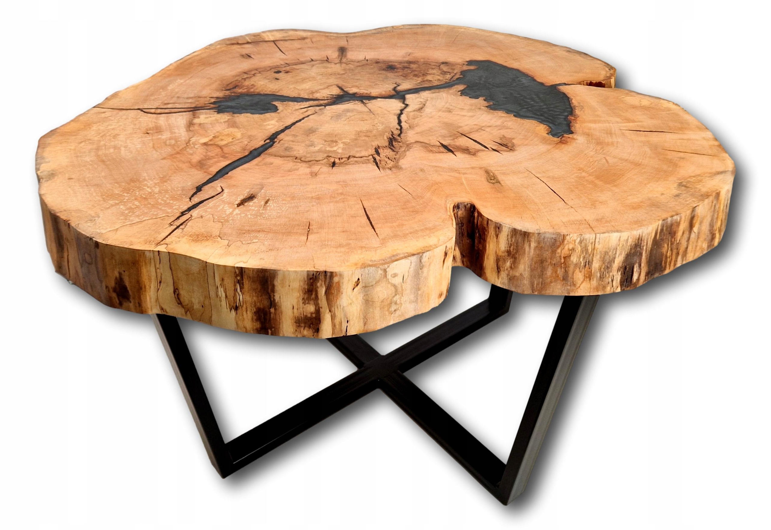 STOLIK KAWOWY ŁAWA Z PLASTRA DREWNA ŻYWICA 82x73cm (Stolik z plastra ...