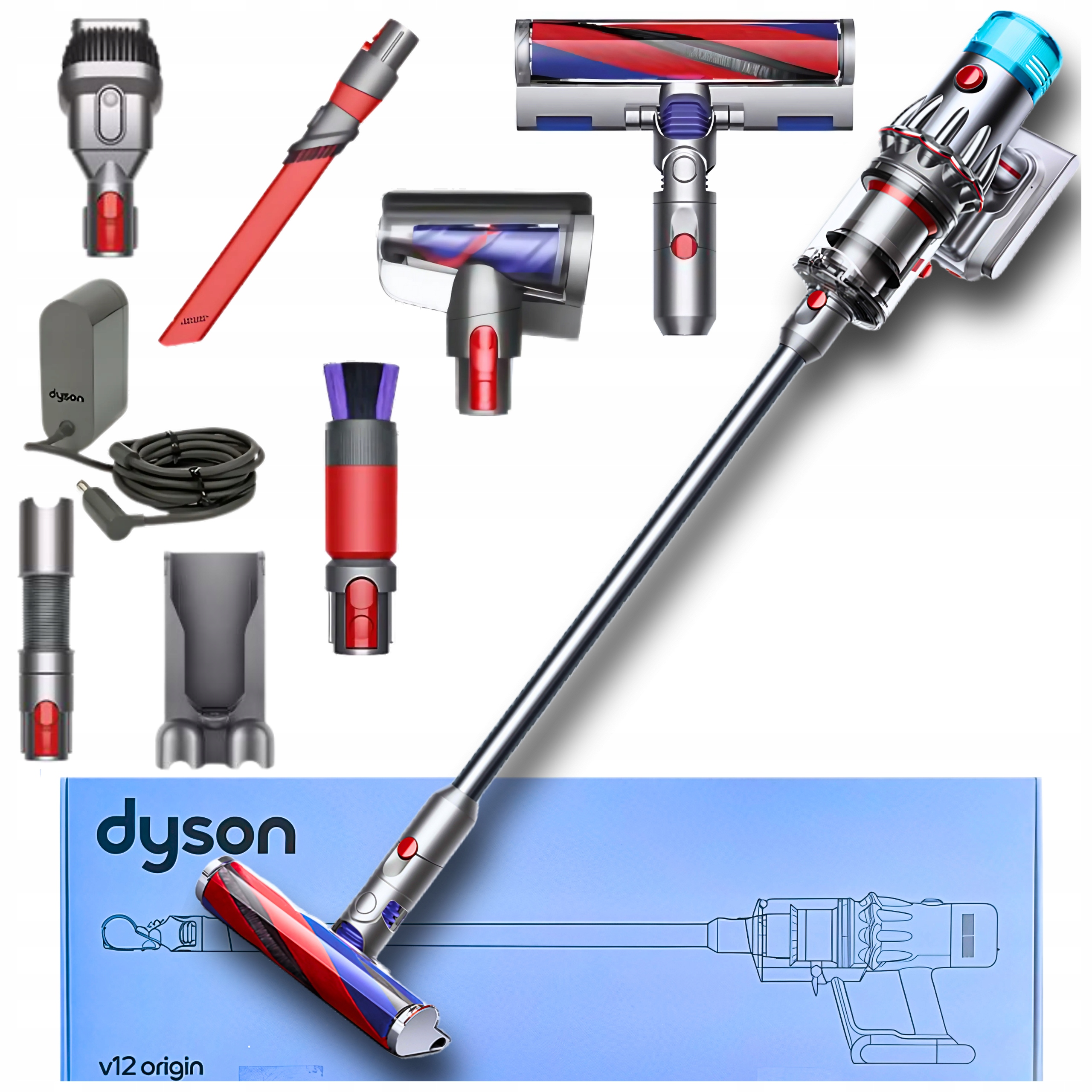 ODKURZACZ PIONOWY DYSON V12 ORIGIN BEZPRZEWODOWY XXL wielokolorowy ...