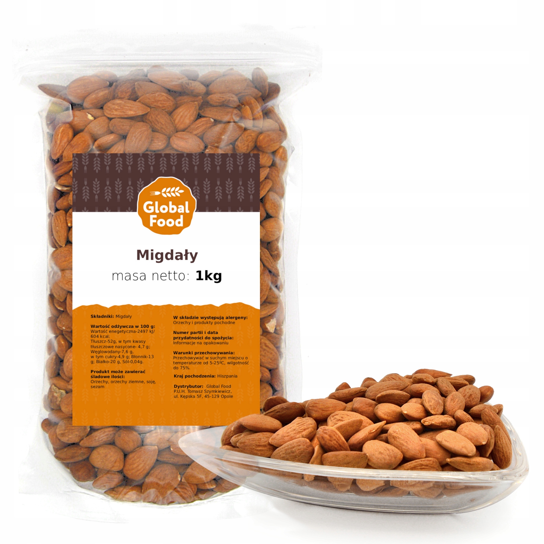 MIGDAŁY CAŁE NATURALNE 1kg 1000g 9910405381 - Allegro.pl