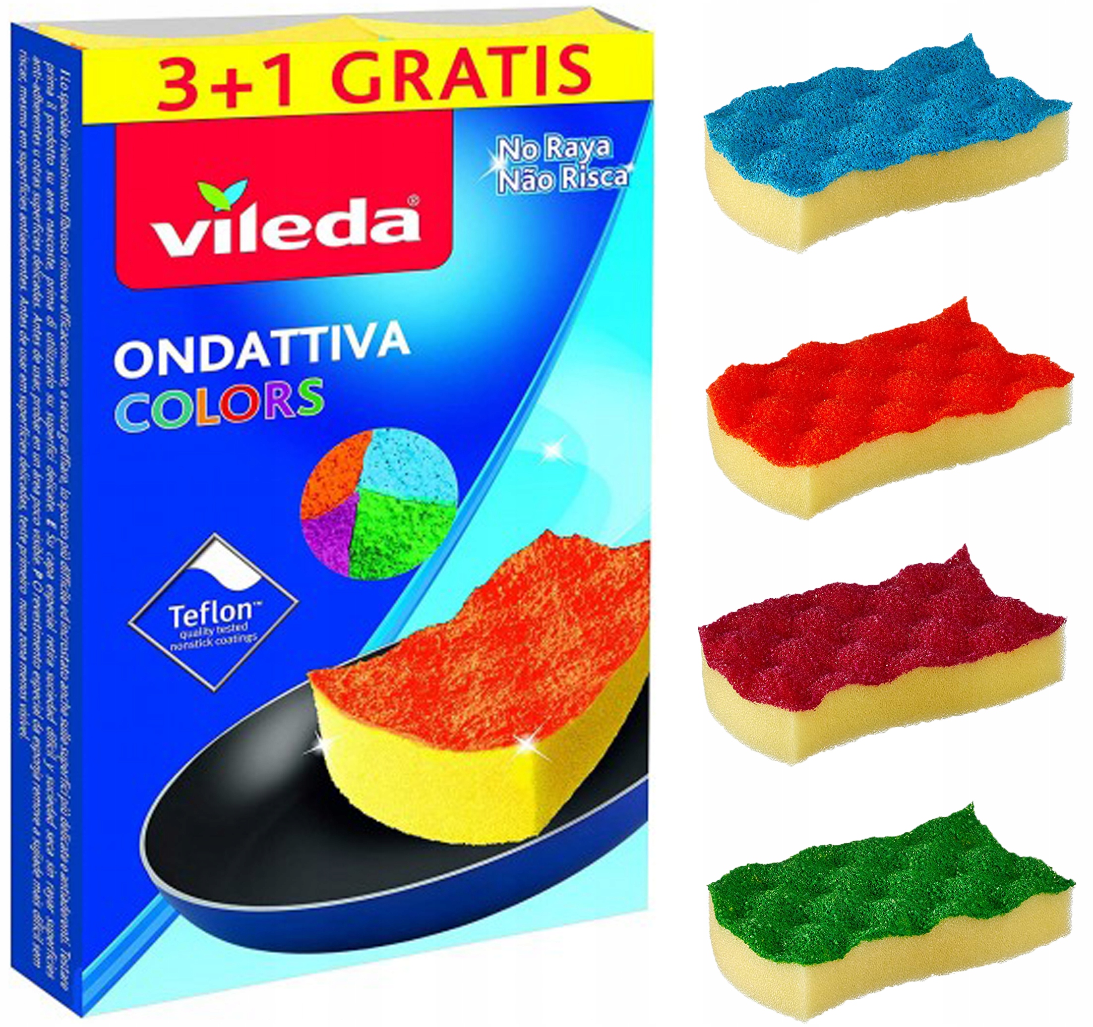 VILEDA Zmywak do teflonu Pur active colors 4 szt. 13155731674 - Allegro.pl