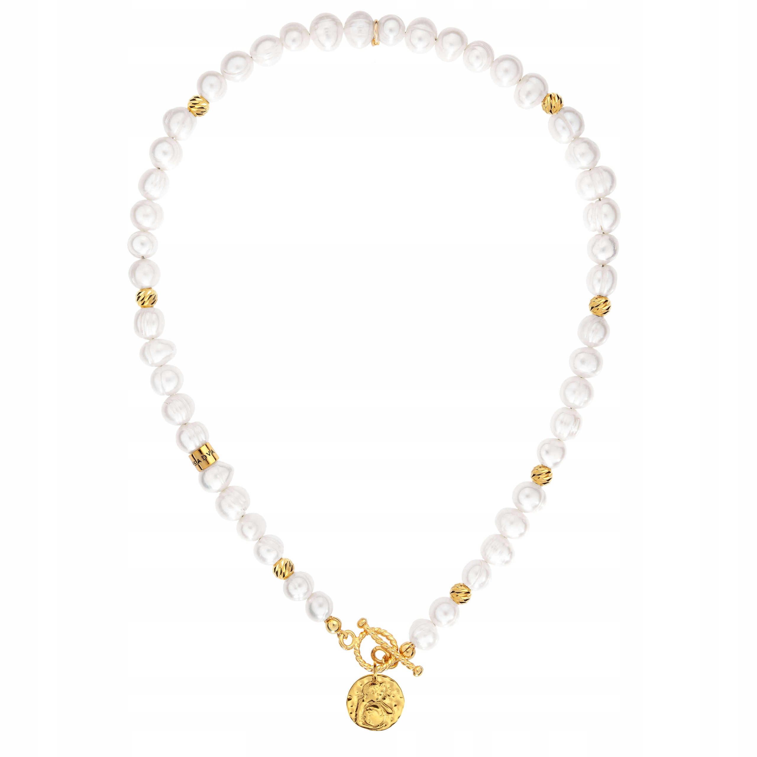 Naszyjnik srebrny pozł perły naturaln 6x8 mm SADVA 13209415209 - Allegro.pl