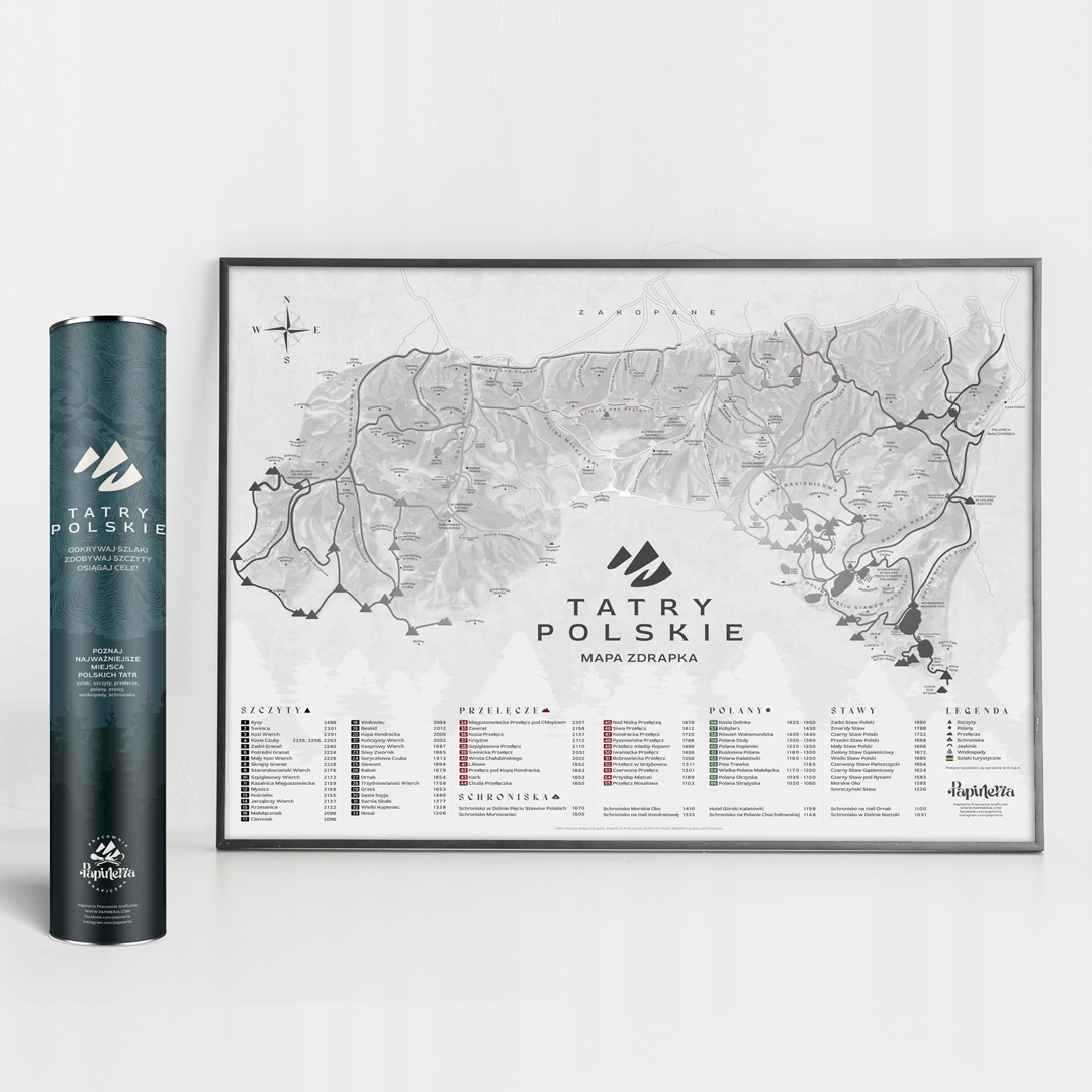 Tatry Polskie Mapa Zdrapka • Cena, Opinie • Plakaty 17529585961 • Allegro