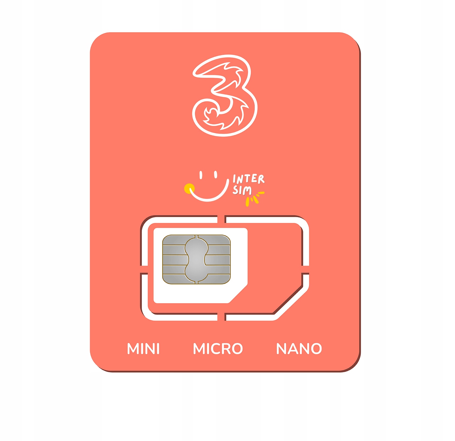 Starter Three UK Angielska Karta SIM Prepaid Card Nano Micro Mini 5G ...