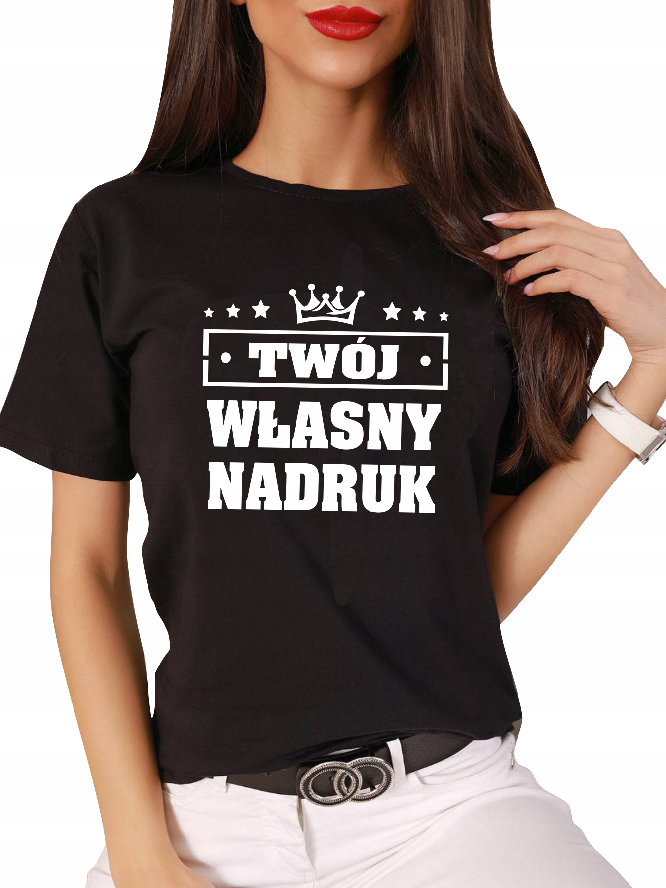 KOSZULKA DAMSKA BLUZKA BAWEŁNIANA T-SHIRT Z TWOIM WŁASNYM NADRUKIEM NAPISEM (5905141014105 ...
