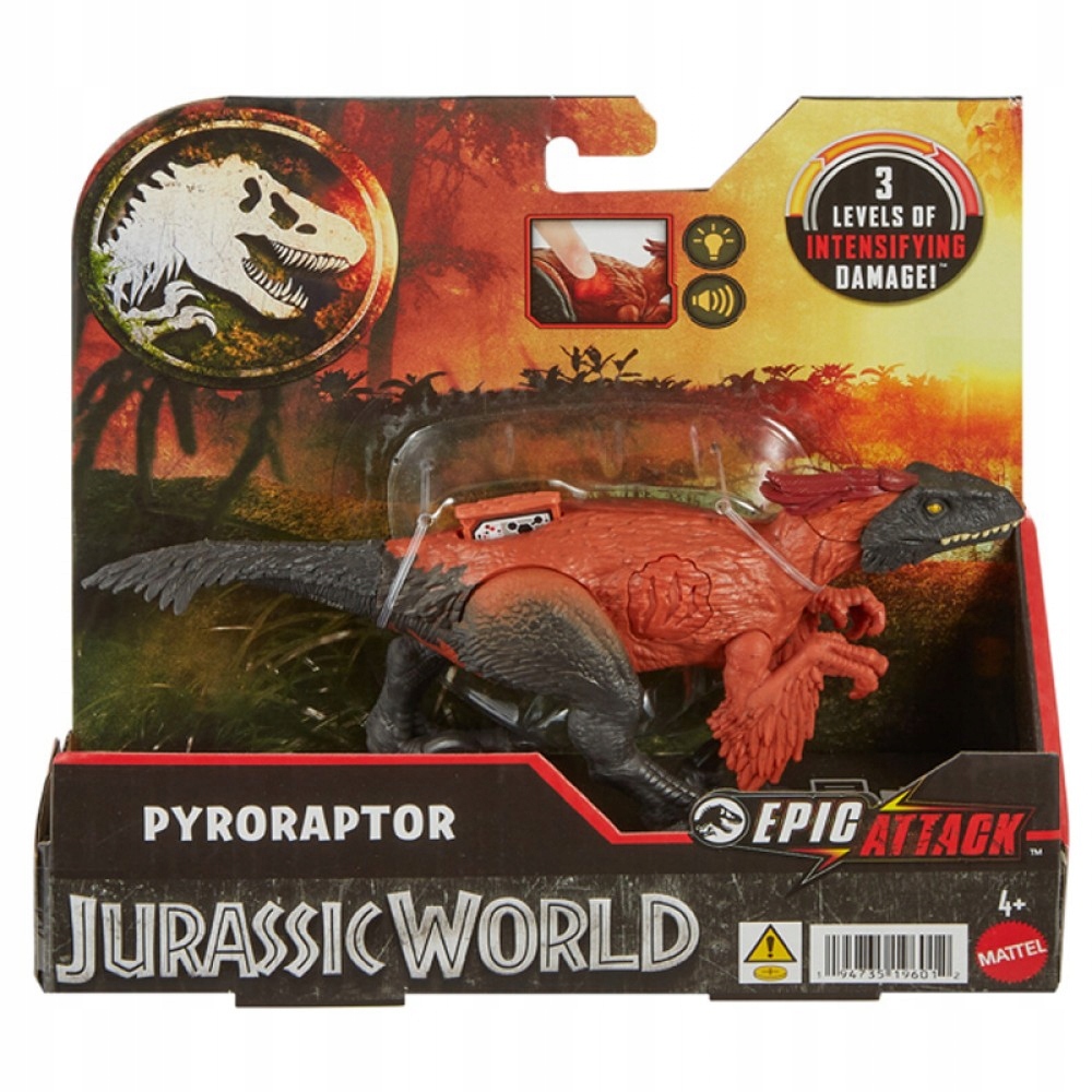 JURASSIC WORLD TEORIA CHAOSU PYRORAPTOR FIGURKA RUCHOMA DINOZAUR ATAK ...