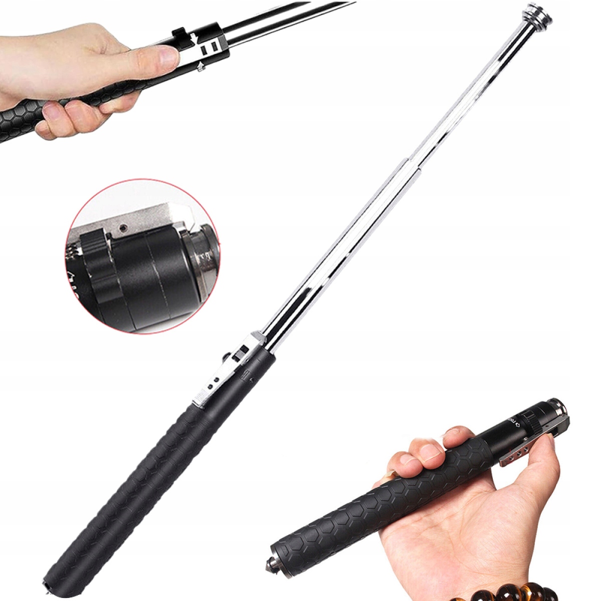 AUTOMATICKÁ OCEĽOVÁ TYČ TELESKOPICKÁ TYČ 26" / 65CM S ROZBÍJAČOM SKIEL ...