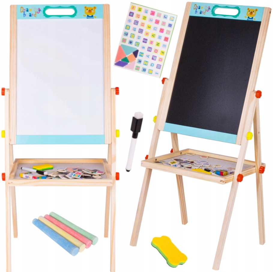 Oboustranná MAGNETICKÁ KŘÍDOVÁ TABULE pro děti ABECEDA MAGNETY POLIČKA ...