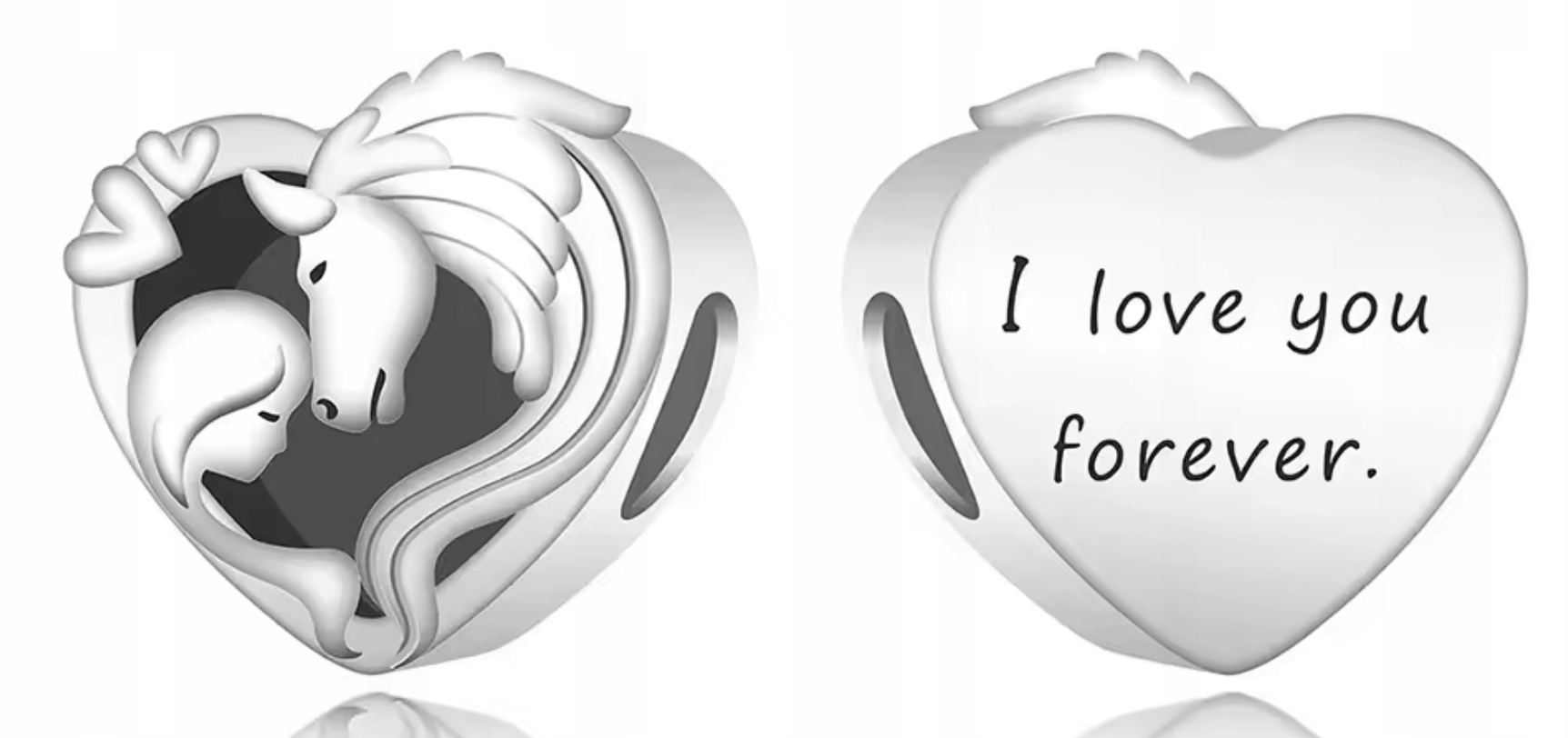 MD charms koń horse i love you forever serce jazda konna pasja | S925 ...