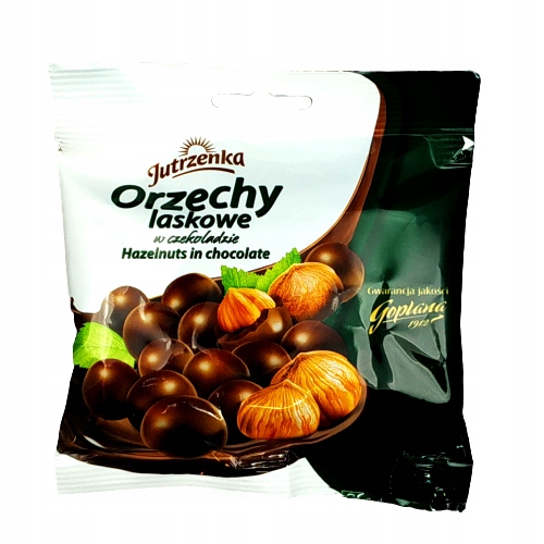 JUTRZENKA ORZECHY LASKOWE W CZEKOLADZIE DESEROWEJ 80g DATA: 2024.12.30 9407403062 - Allegro.pl
