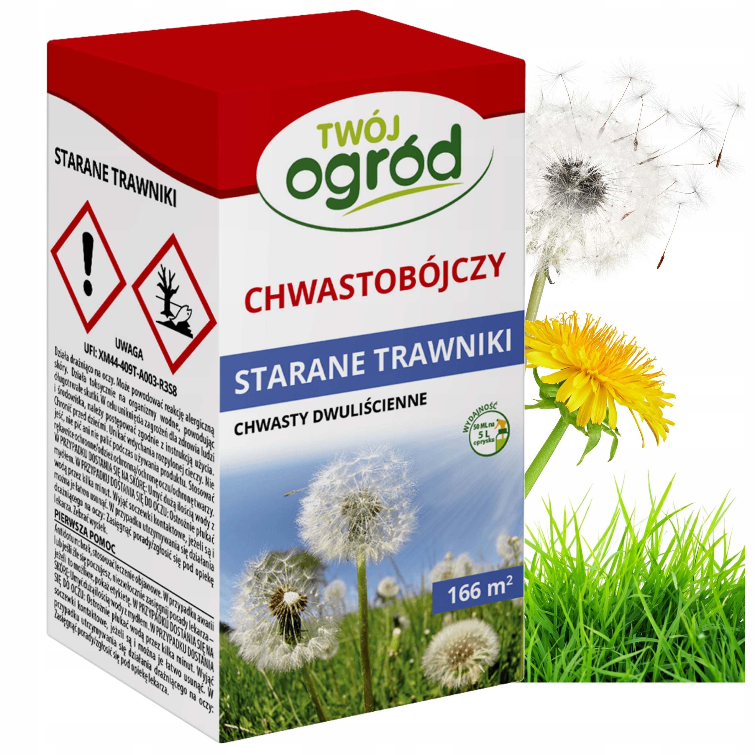 STARANE TRAWNIKI ŚRODEK 50ml zwalcza Chwasty na trawniku DWULIŚCIENNE ...