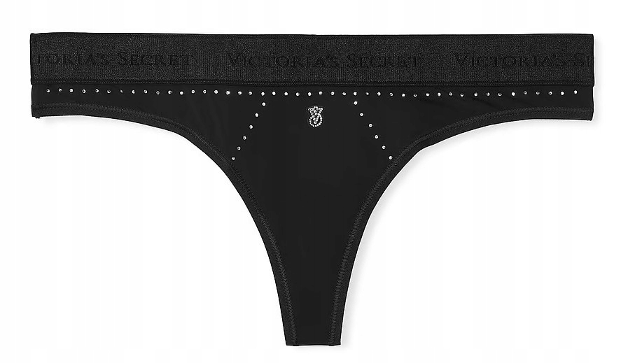 Stringi z mikrofibry Victoria's Secret z cyrkoniami czarne M • Opinie ...