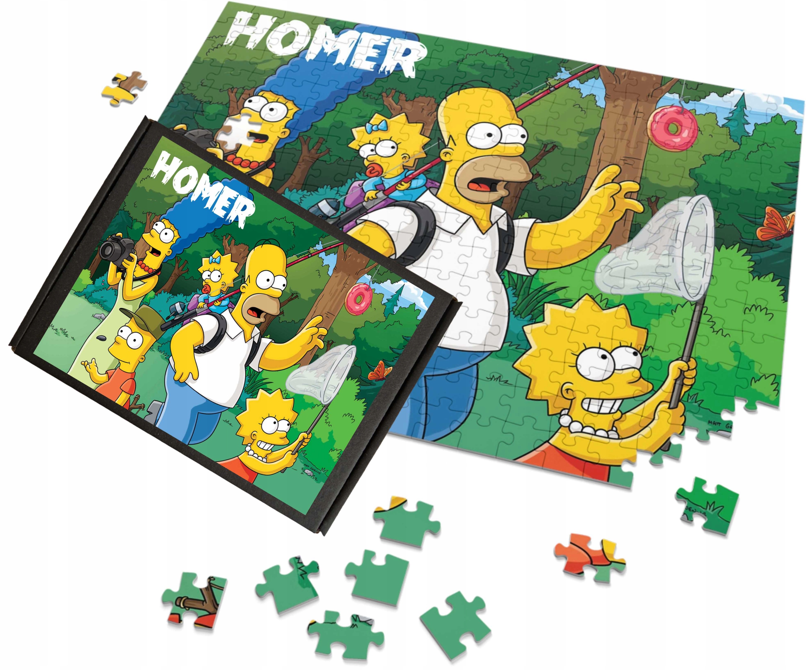Personalizowane puzzle SIMPSONOWIE the Simpsons z WŁASNYM NAPISEM A4 70 ...