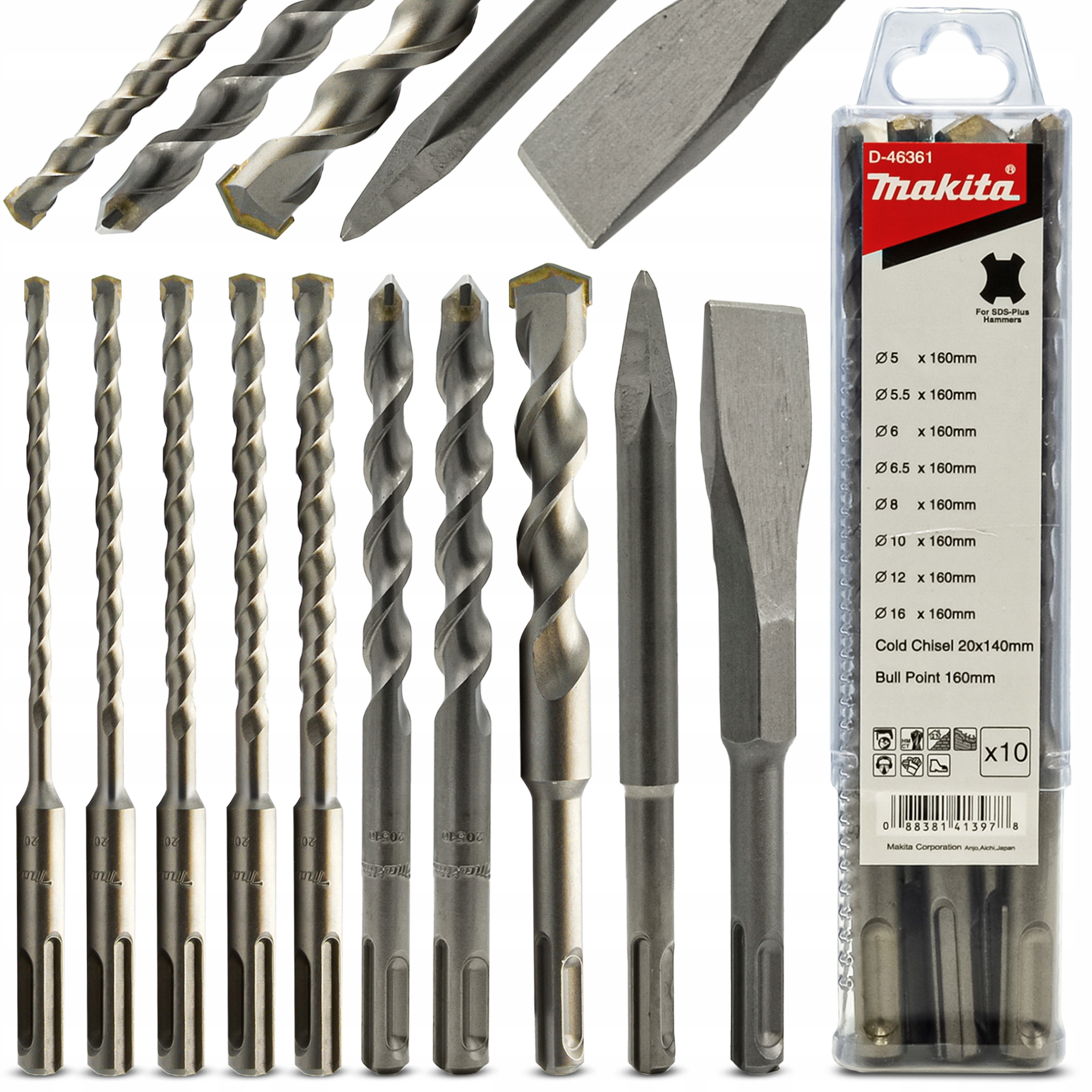 Zestaw Wierteł Dłut SDS-PLUS Betonu Kamienia 10szt (D-46361) • Cena ... Zestaw Wierteł Dłut SDS-PLUS Betonu Kamienia 10szt (D-46361) • Cena ...