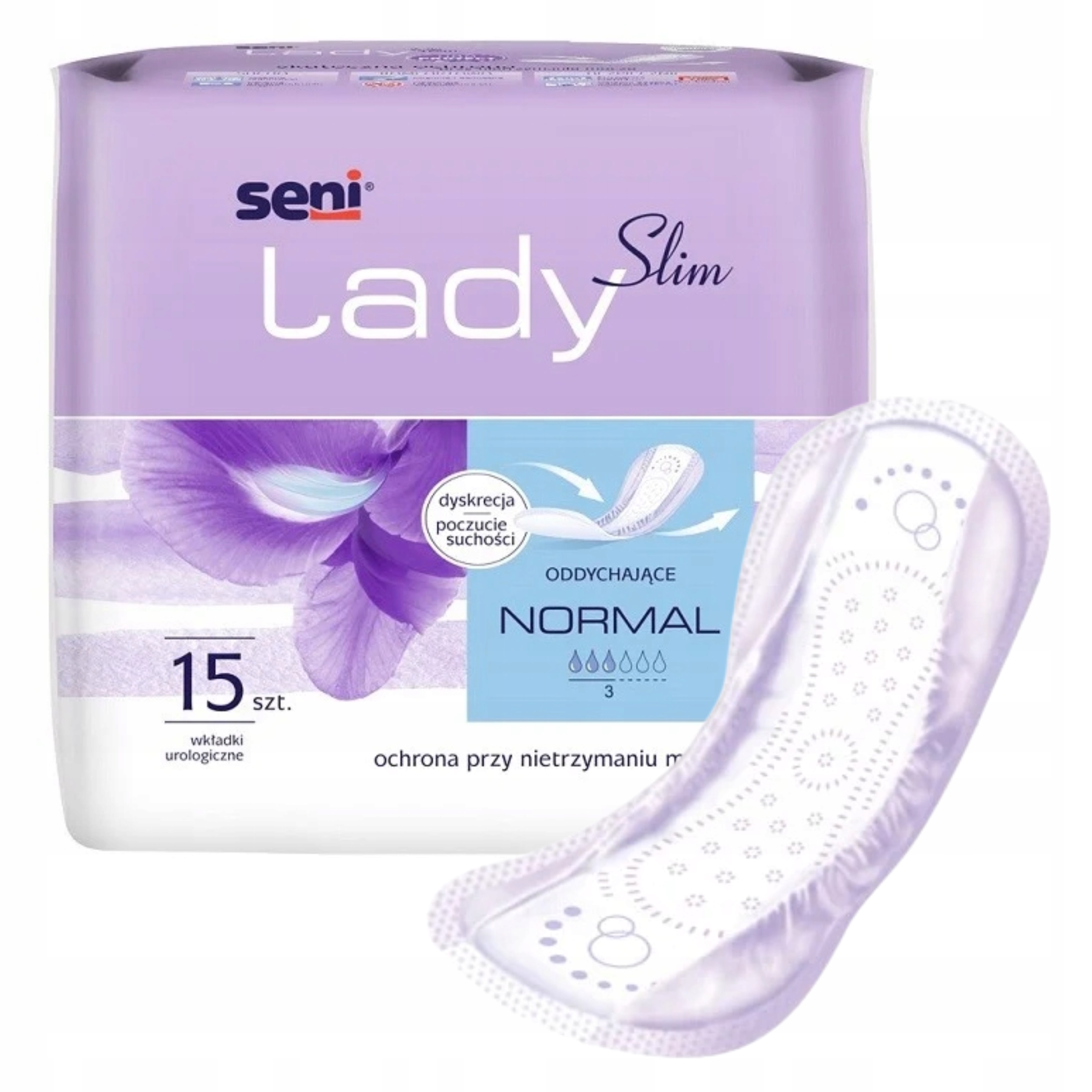 Seni Lady Slim NORMAL Wkładki urologiczne 15szt. chłonność 3/6 • Cena ...