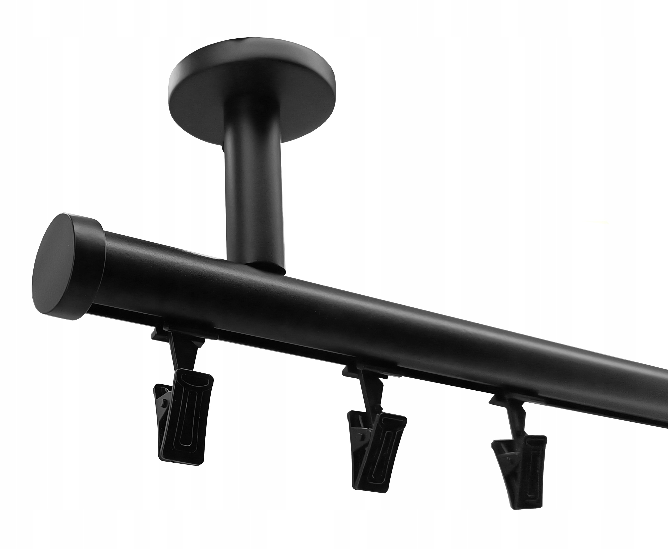 KARNISZ SZYNOWY SUFITOWY ALUMINIOWY 20mm CZARNY 300cm LUNA kpl żabki ...