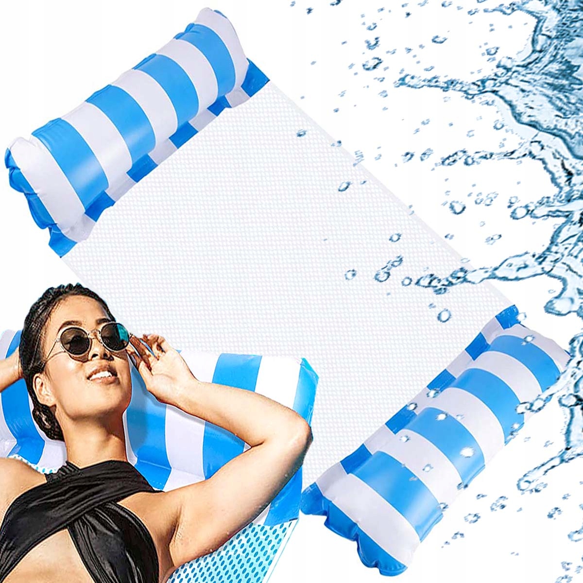 HAMAK MATERAC DMUCHANY WODNY FOTEL DO WODY PŁYWANIA LEŻAK NA BASEN ...