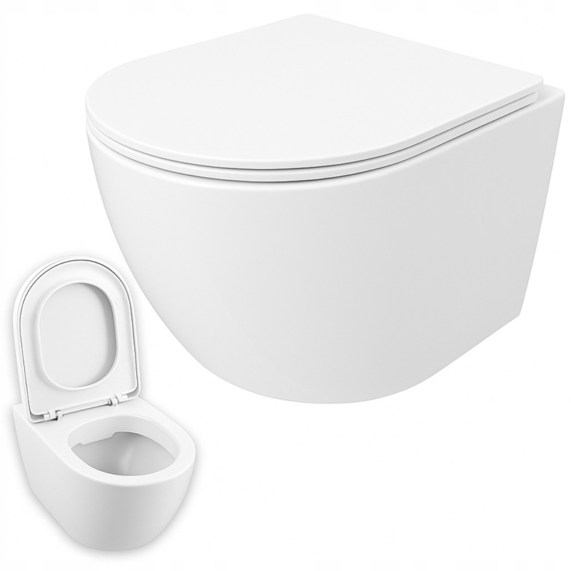 MISKA WC RIMLESS DESKA WOLNOOPADAJĄCA DUROPLAST WIROWE SPŁUKIWANIE 49 ...