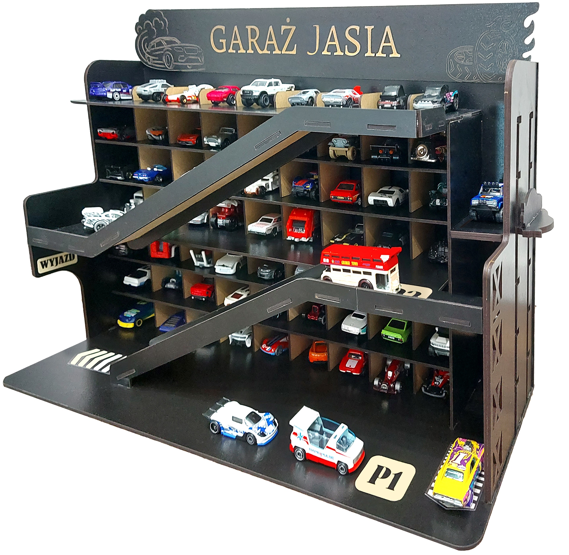 Półka na Samochodziki Autka Resoraki Wheels Garaż Parking Winda Z ...