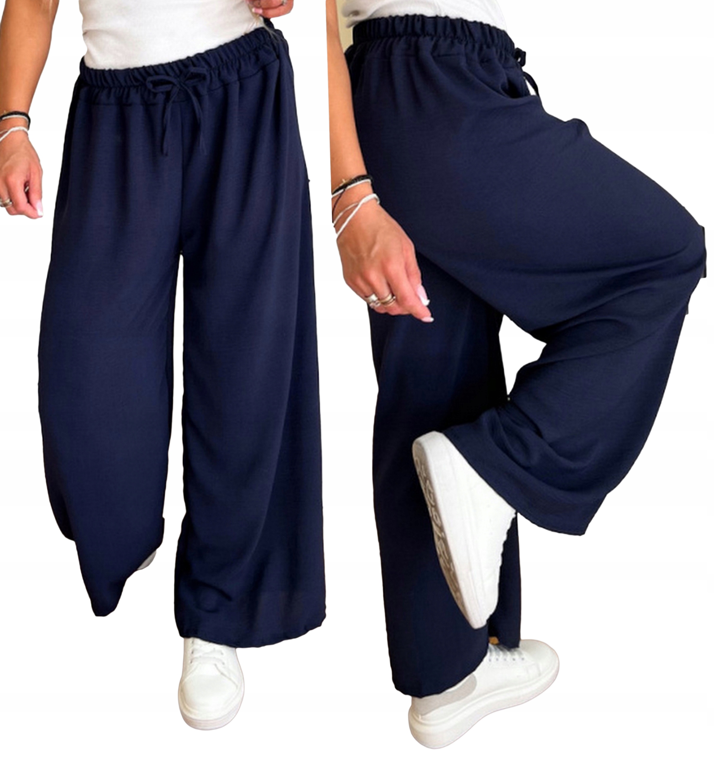 SZEROKIE luźne SPODNIE damskie KULOTY proste UNIWERSALNY Rozmiar • Cena ...