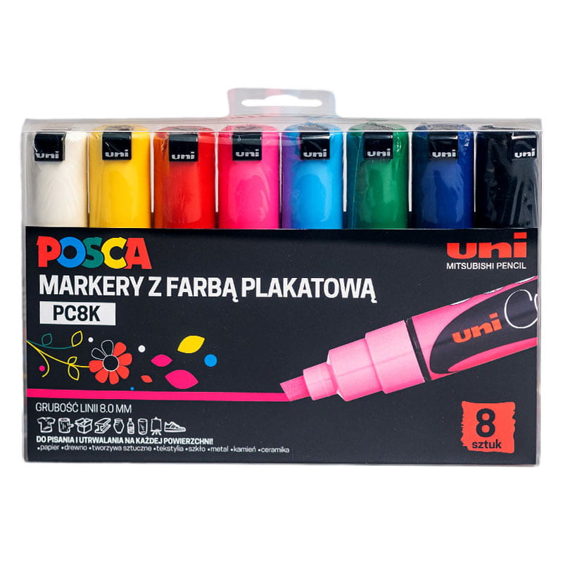 MARKER PLAKATOWY UNI POSCA PC- 8K ZESTAW 8 KOLORÓW (5906340928361 ...
