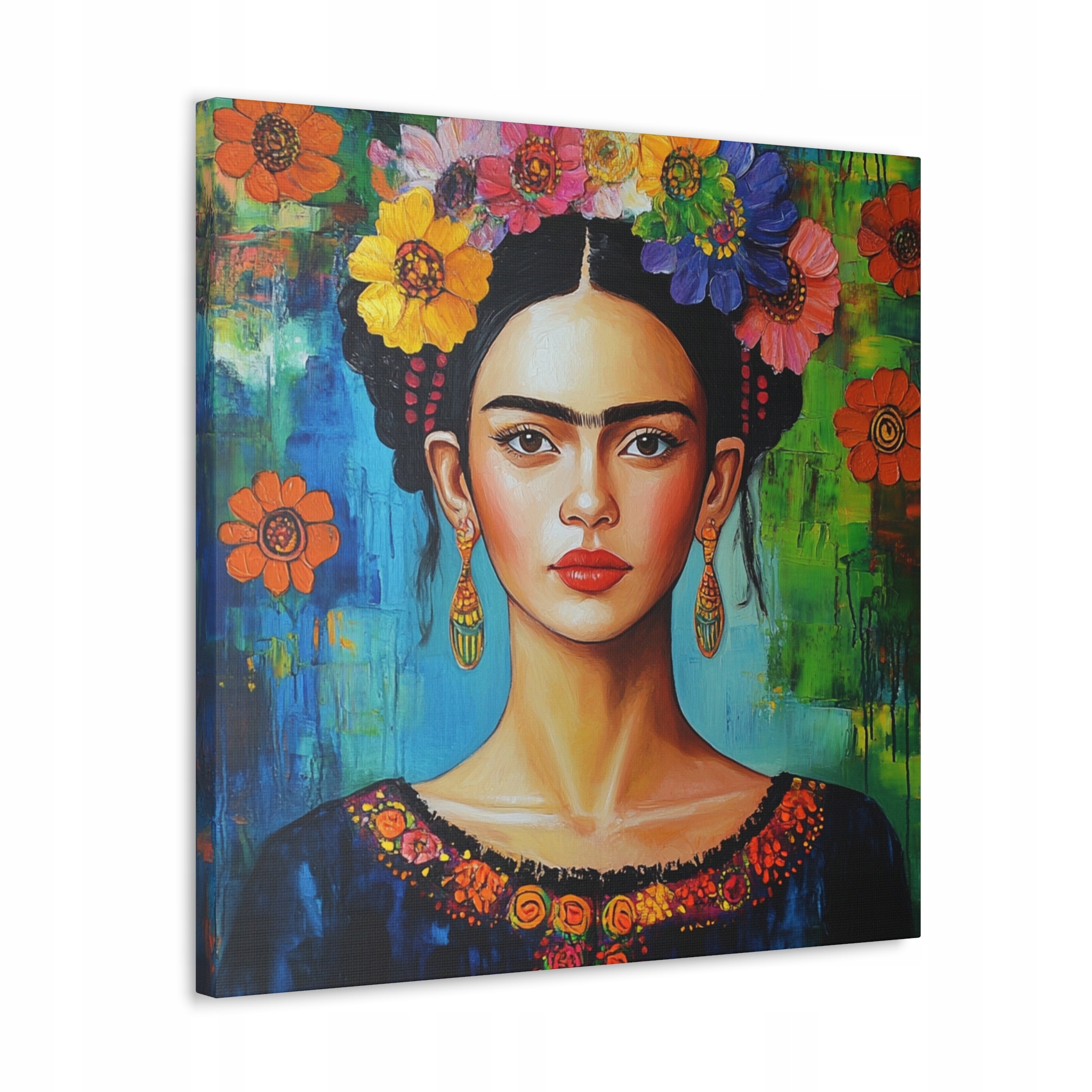 Obraz na płótnie w stylu FRIDA KAHLO surrealizm PORTRET W KWIATACH ...