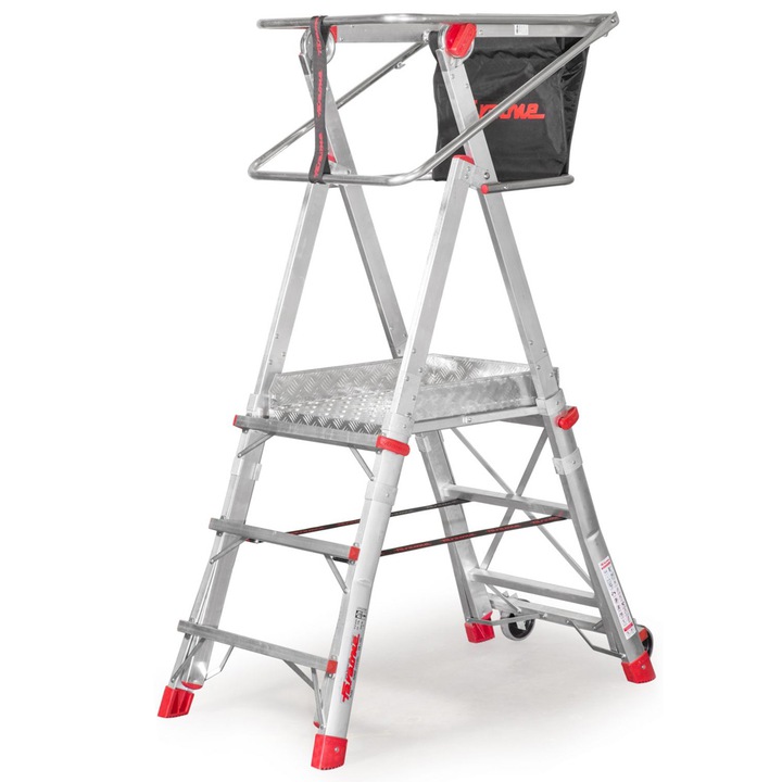 FARAONE PODEST ROBOCZY MOBILNY DRABINA TELESKOPOWA 3 STOPNIE Z KOSZEM ...