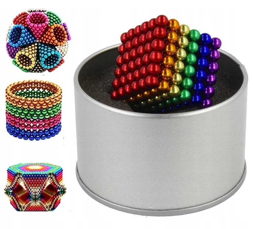 KULKI MAGNETYCZNE KLOCKI 5MM TĘCZOWE 216 SZT 8 KOLOROWE DIY KULKI ...