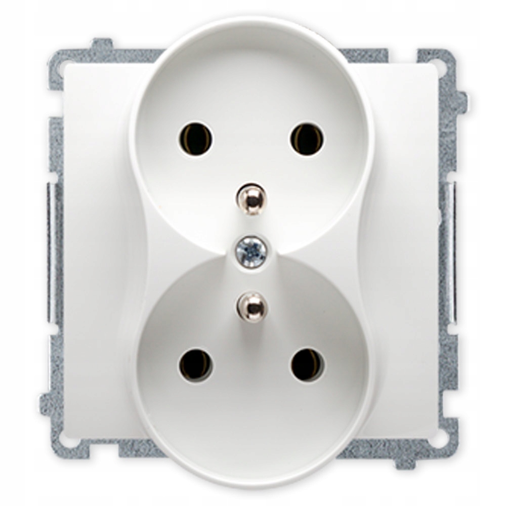 Gniazdo podwójne z uziem. Simon BASIC białe BMGZ2M (5902787575779 ...