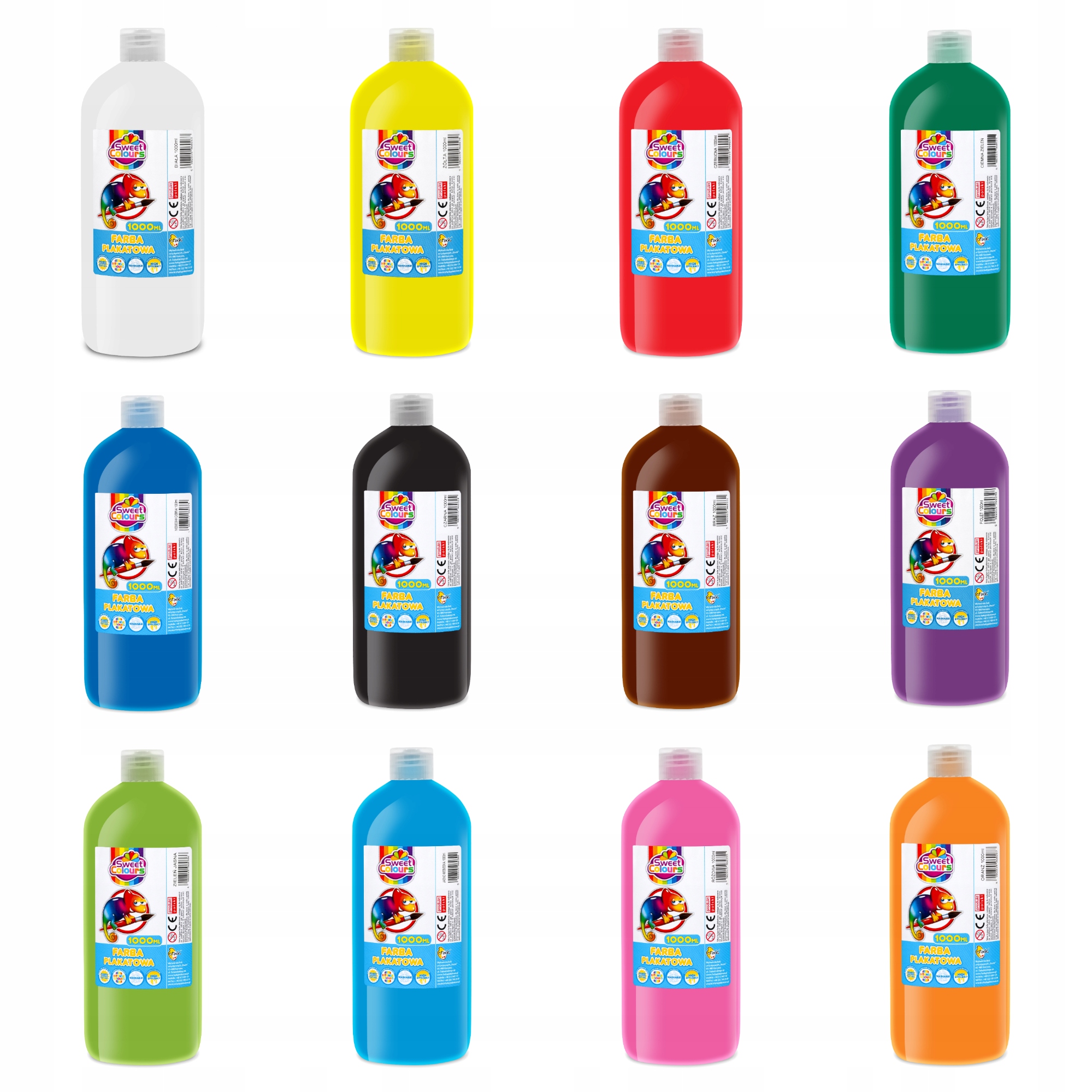 Farba Plakatowa Tempera Sweet Colours 1L 12 Szt (5906800820037) • Cena ...