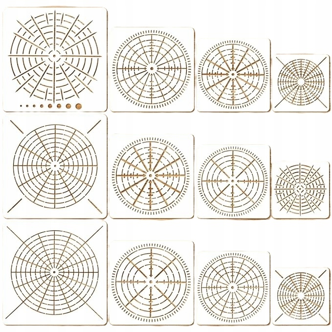 MANDALA RAJZ SABLON, többször használható, 12 db-os készlet ...
