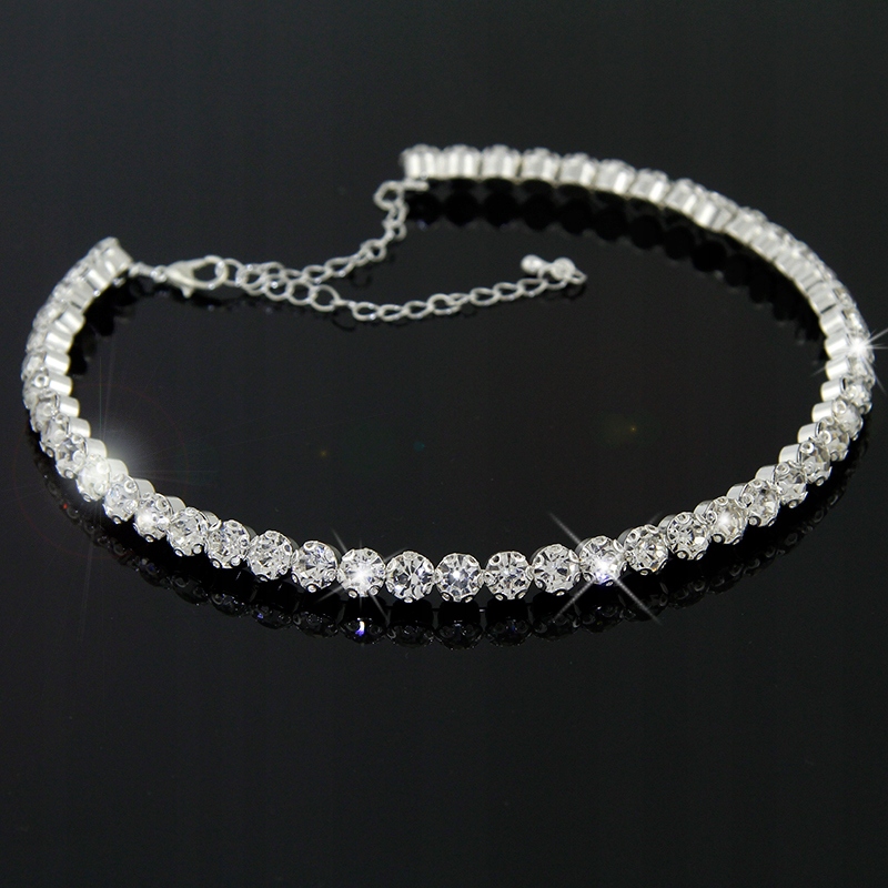 Kolia srebrna singolo duże cyrkonie Exclusive 14678742390 - Allegro.pl